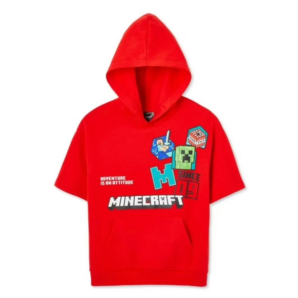 Minecraft | Shirts & Tops | Minecraft Kids Red Shortsleeve Hoodie ...